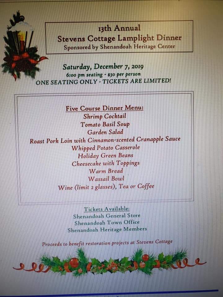 Lamplight Dinner at Stevens Cottage | Luray-Page Chamber of Commerce