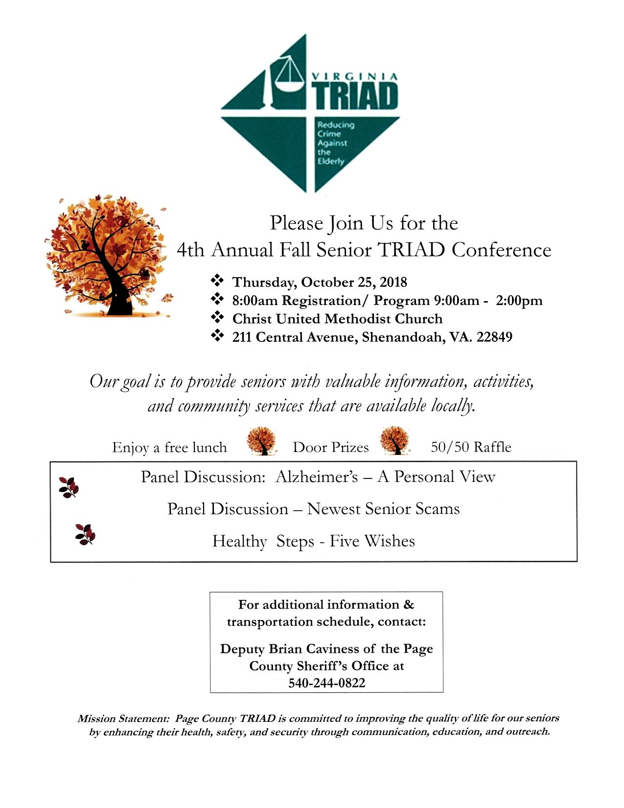 4th Annual Senior Fall TRIAD Conference | Luray-Page Chamber of Commerce