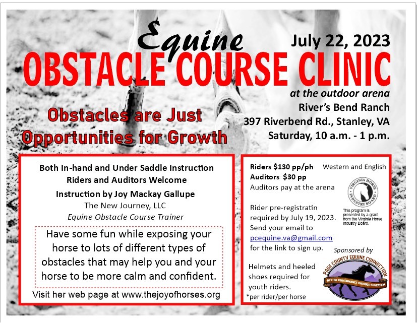 PCEC Equine Obstacle Course Clinic | Luray-Page Chamber of Commerce