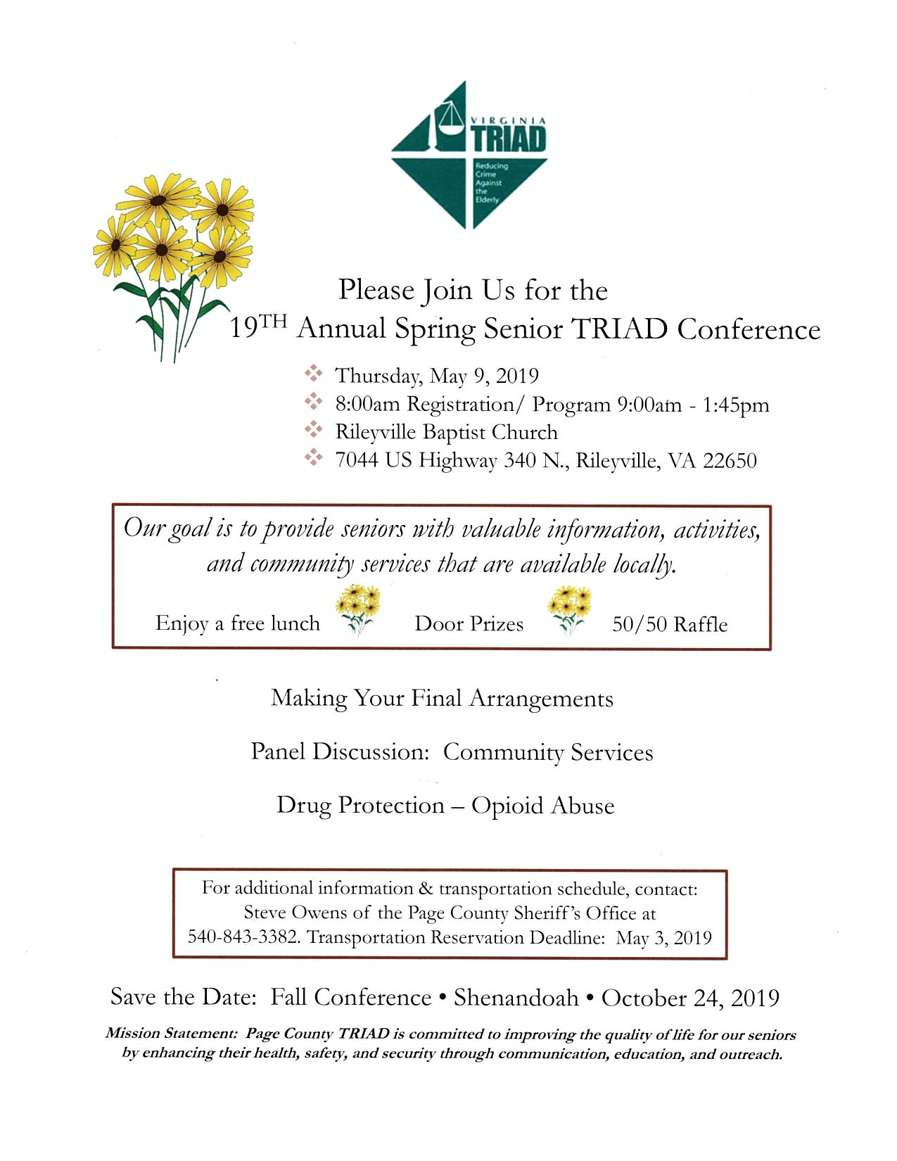 19th Annual Spring Senior TRIAD Conference | Luray-Page Chamber of Commerce